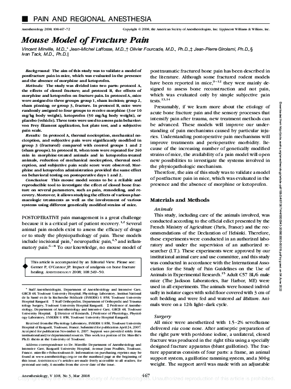 (PDF) Mouse Model of Fracture Pain | Ivan Tack - Academia.edu