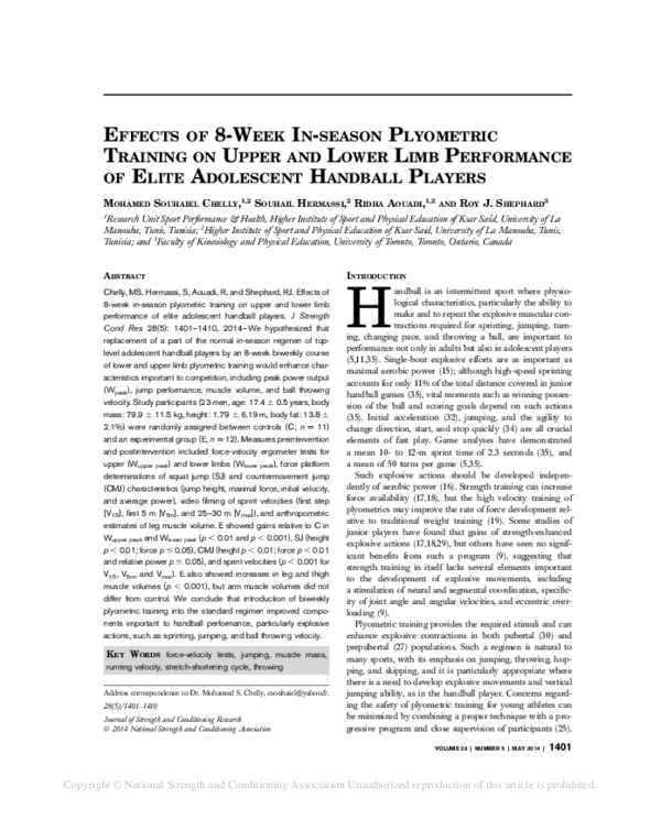(PDF) Effects of 8-Week In-season Plyometric Training on Upper and ...