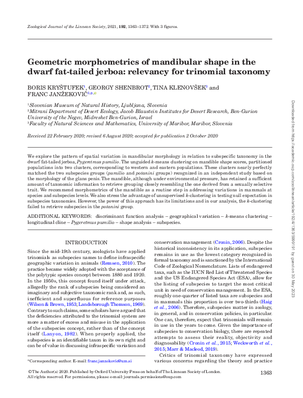 (PDF) Geometric morphometrics of mandibular shape in the dwarf fat ...