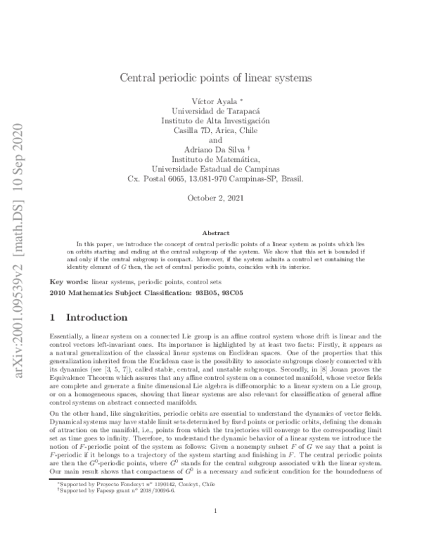 (PDF) The G^0-periodic points of a linear system