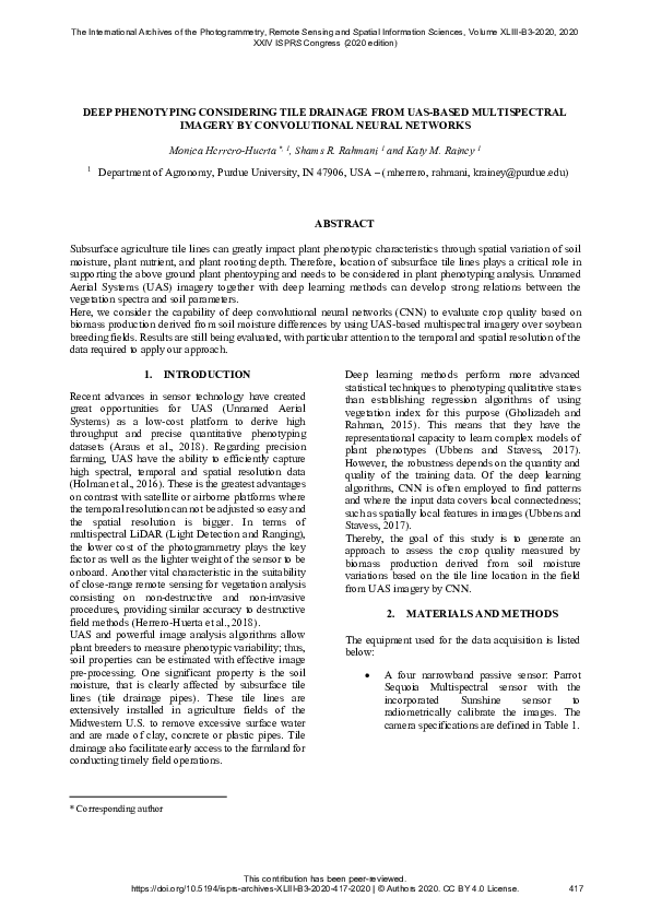 (PDF) DEEP PHENOTYPING CONSIDERING TILE DRAINAGE FROM UAS-BASED ...