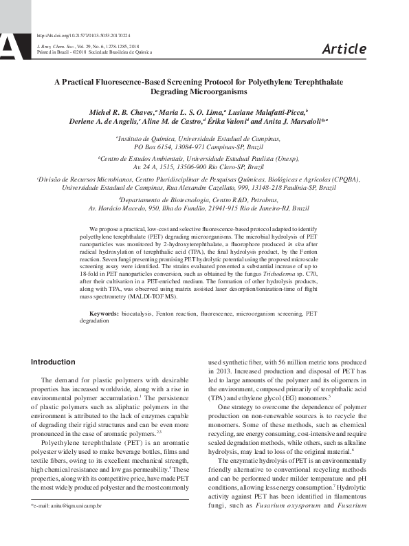 (PDF) A Practical Fluorescence-Based Screening Protocol for Polyethylene Terephthalate Degrading ...