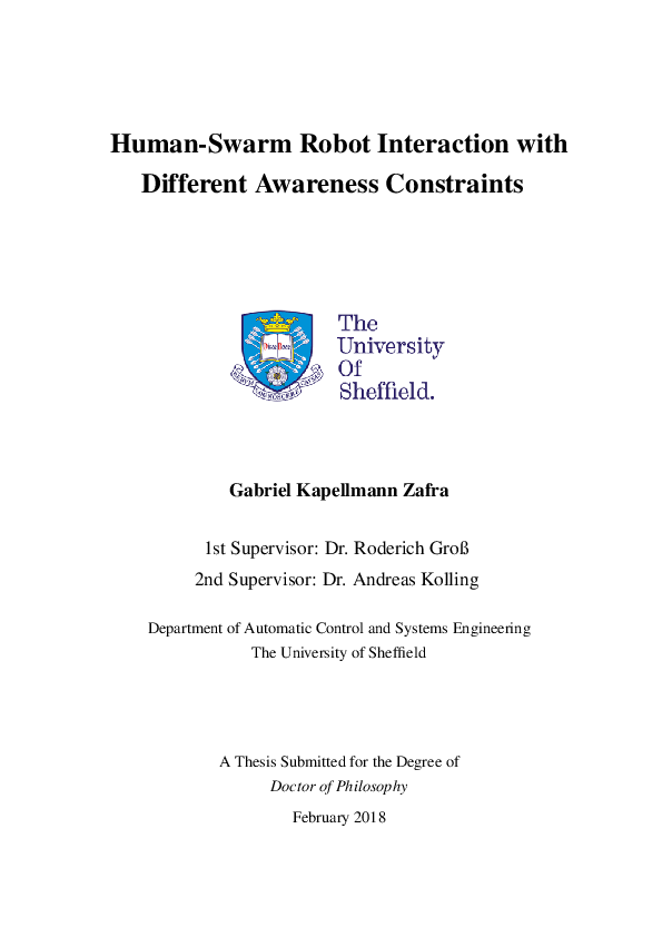 (PDF) Human-Swarm Robot Interaction with Different Awareness Constraints