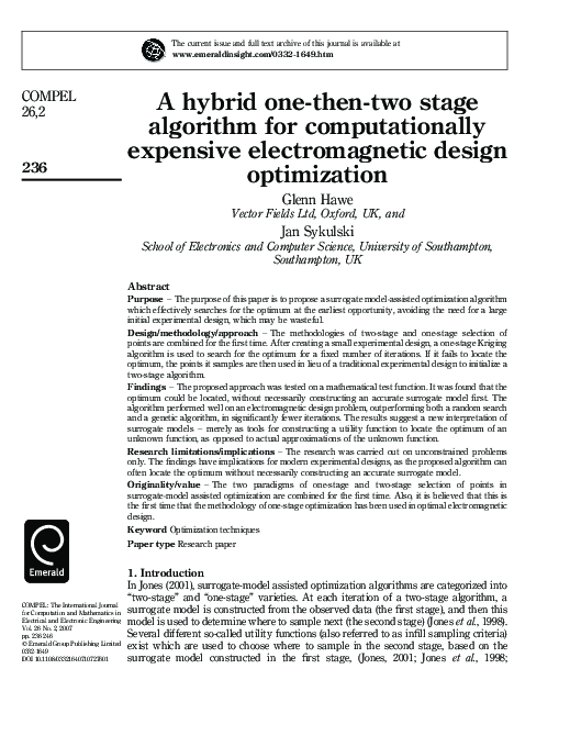 (PDF) A hybrid one‐then‐two stage algorithm for computationally expensive electromagnetic design ...