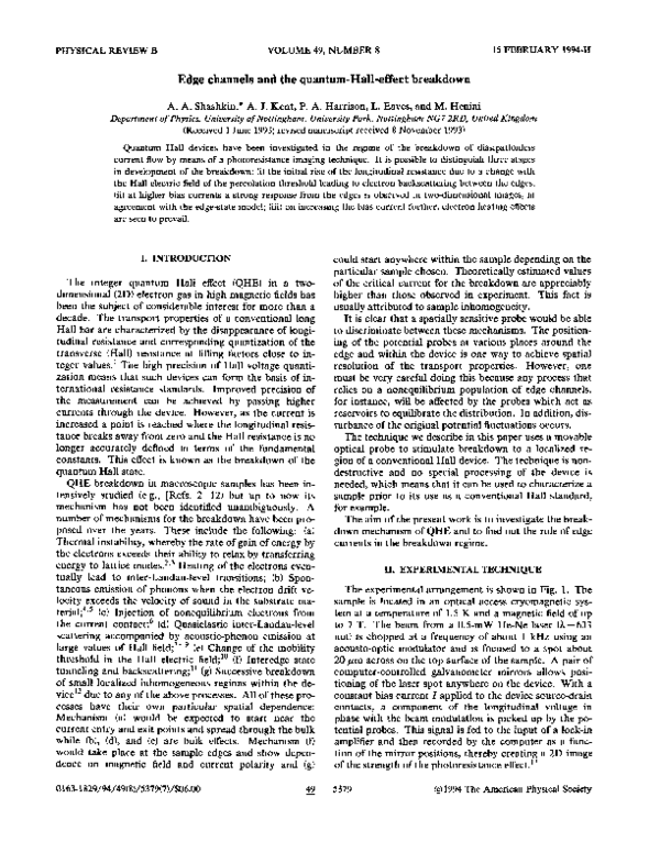 (PDF) Edge Channels and the Quantum-Hall-Effect Breakdown