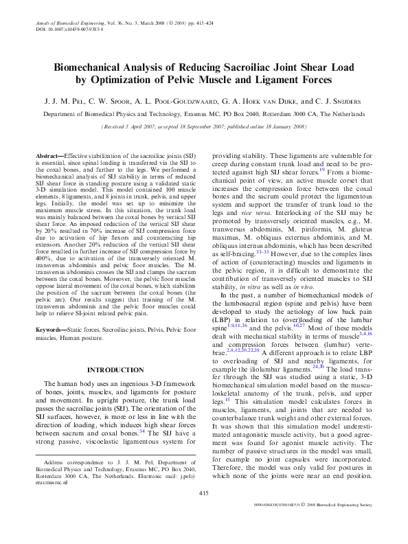 (PDF) Biomechanical Analysis of Reducing Sacroiliac Joint Shear Load by ...