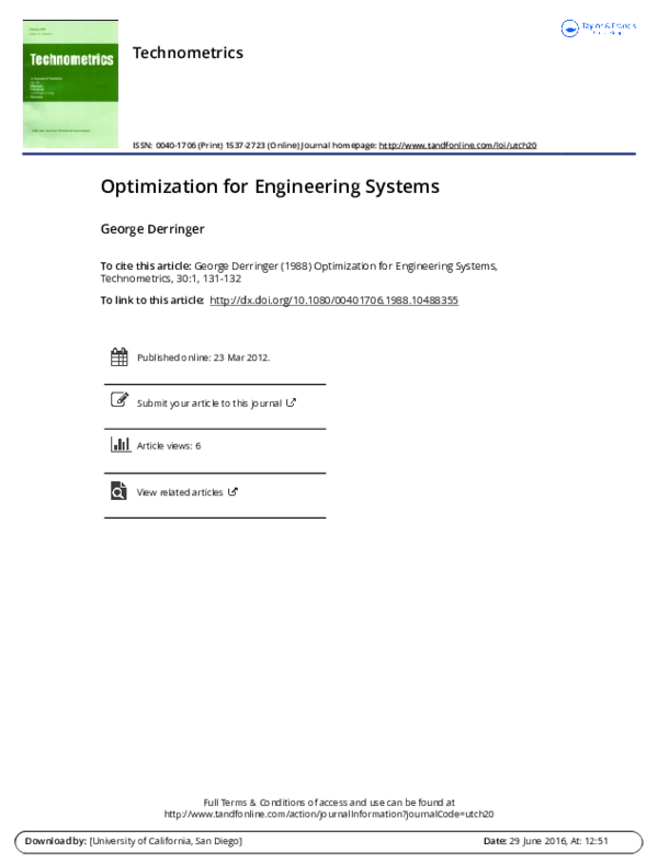 (PDF) Optimization for Engineering Systems