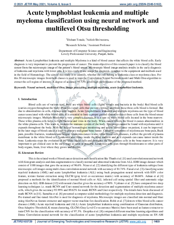 (PDF) Acute lymphoblast leukemia and multiple myeloma classification ...