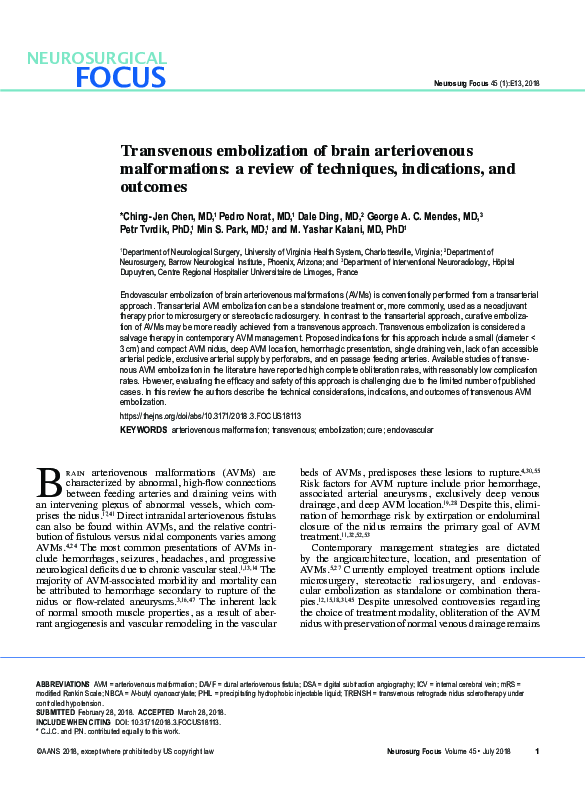 Pdf Transvenous Embolization Of Brain Arteriovenous Malformations A