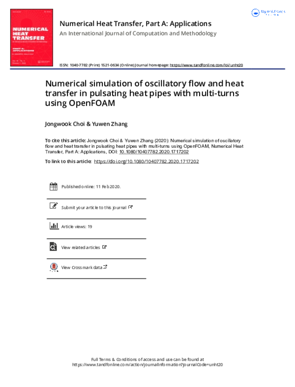 (PDF) Numerical simulation of oscillatory flow and heat transfer in pulsating heat pipes with ...