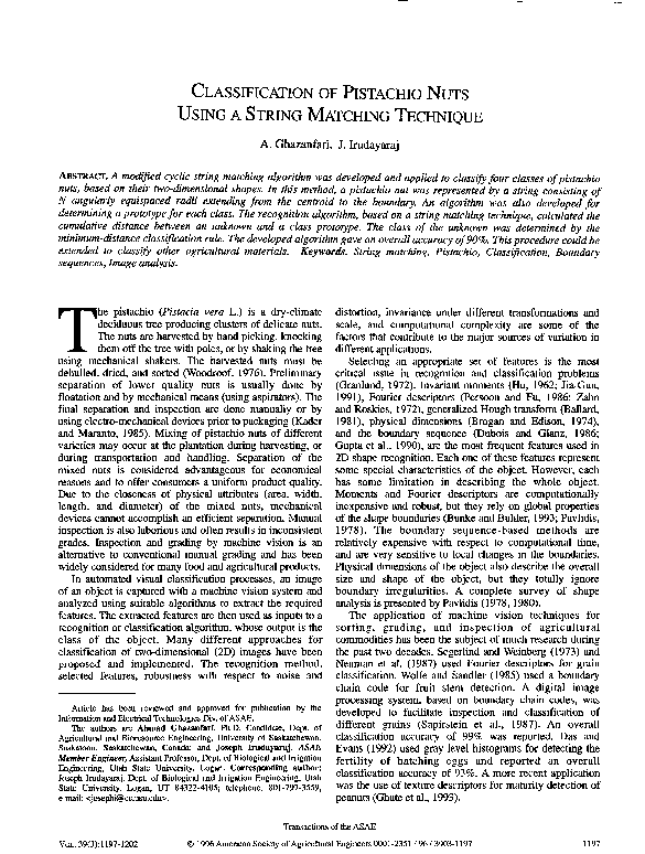 (PDF) Classification of Pistachio Nuts Using a String Matching Technique