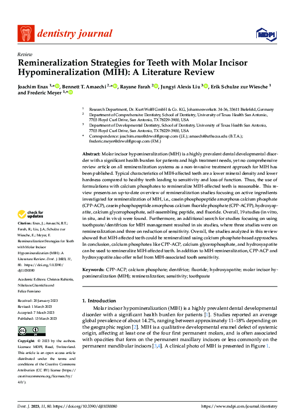 (PDF) Remineralization Strategies for Teeth with Molar Incisor ...