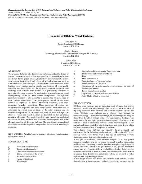 (PDF) Dynamics of Offshore Wind Turbines