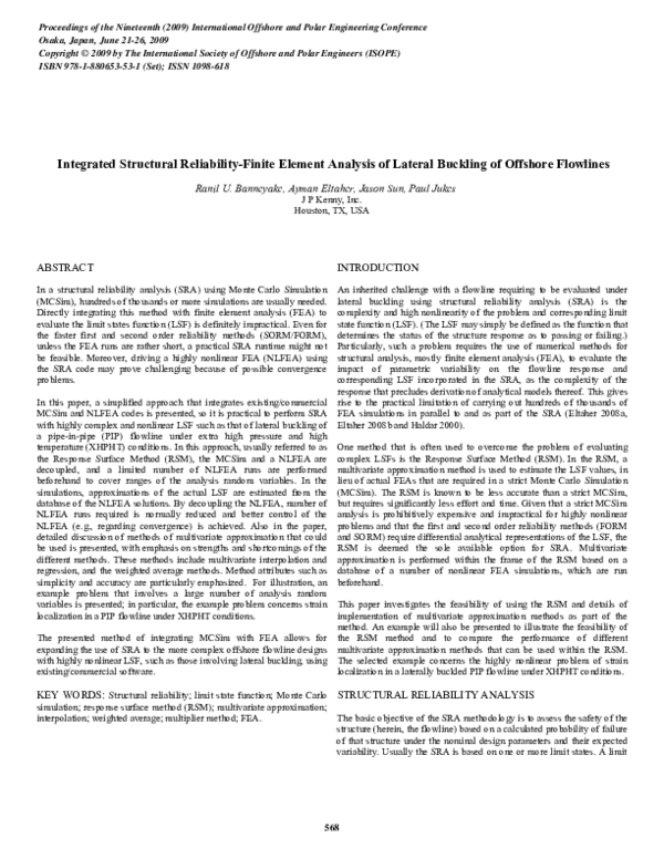 (PDF) Integrated Structural Reliability-Finite Element Analysis of Lateral Buckling of Offshore ...