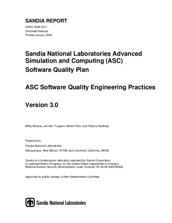 (PDF) Sandia National Laboratories Advanced Simulation and Computing ...