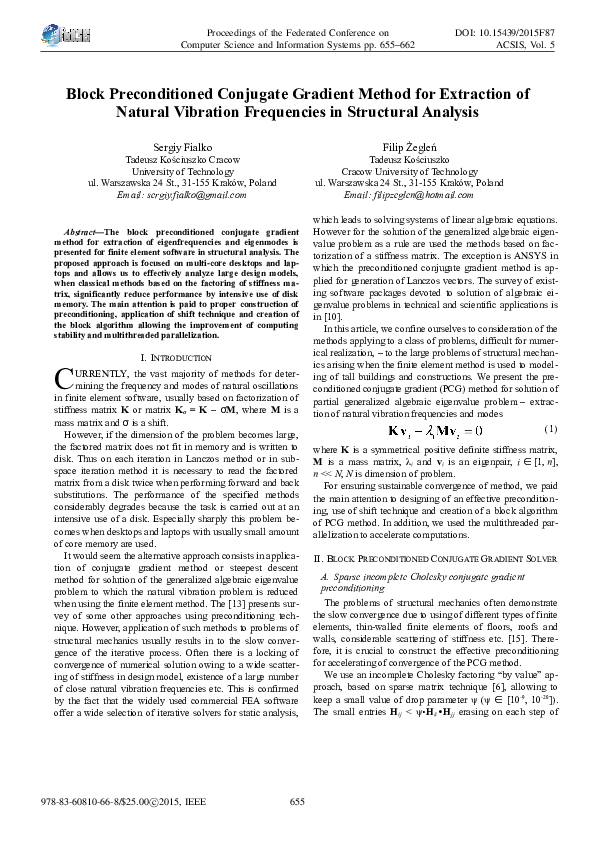 (PDF) Block Preconditioned Conjugate Gradient Method for Extraction of Natural Vibration ...