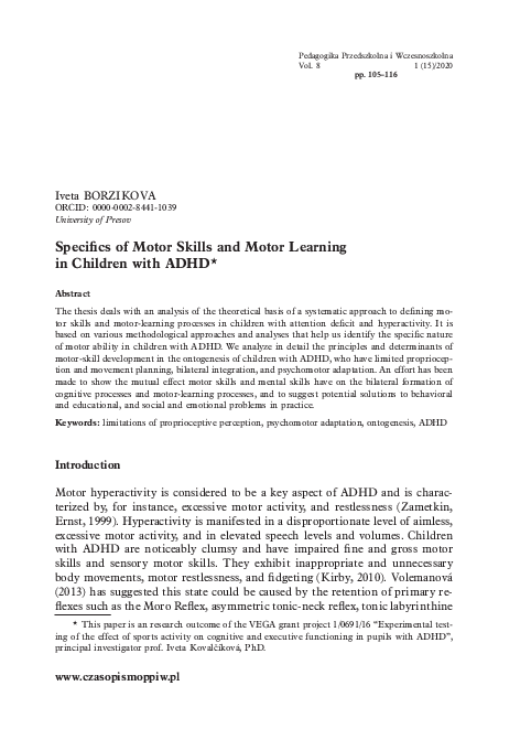 (PDF) Specifics of Motor Skills and Motor Learning in Children with ...
