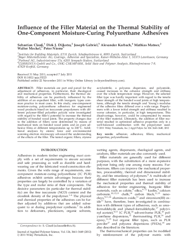 (PDF) Influence of the filler material on the thermal stability of one-component moisture-curing ...