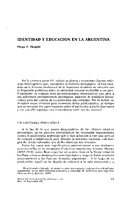 (PDF) Identidad y educación en la Argentina