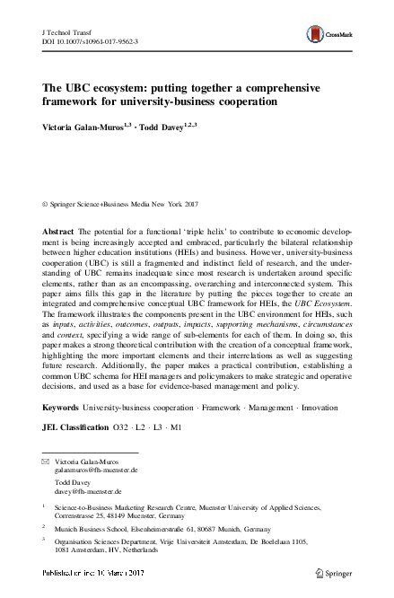 (PDF) The UBC ecosystem: putting together a comprehensive framework for ...