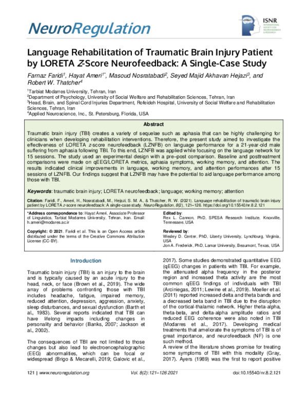 (PDF) Language Rehabilitation of Traumatic Brain Injury Patient by ...