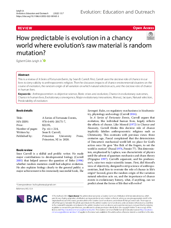 (PDF) How predictable is evolution in a chancy world where evolution’s raw material is random ...
