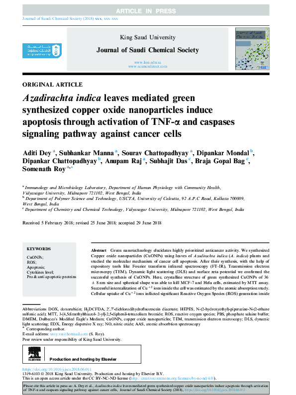 (PDF) Azadirachta indica leaves mediated green synthesis of metal oxide nanoparticles: A review