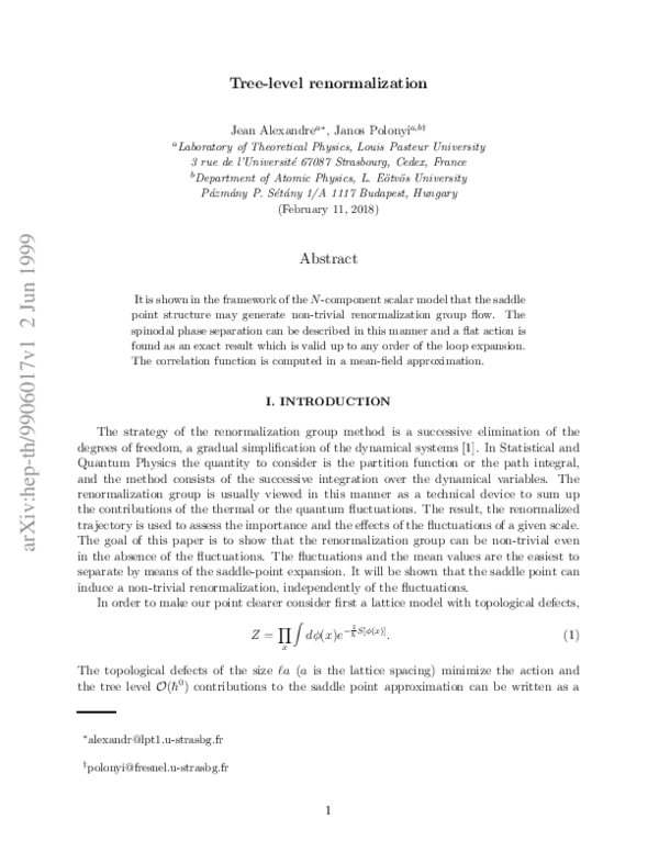(PDF) Tree-level renormalization