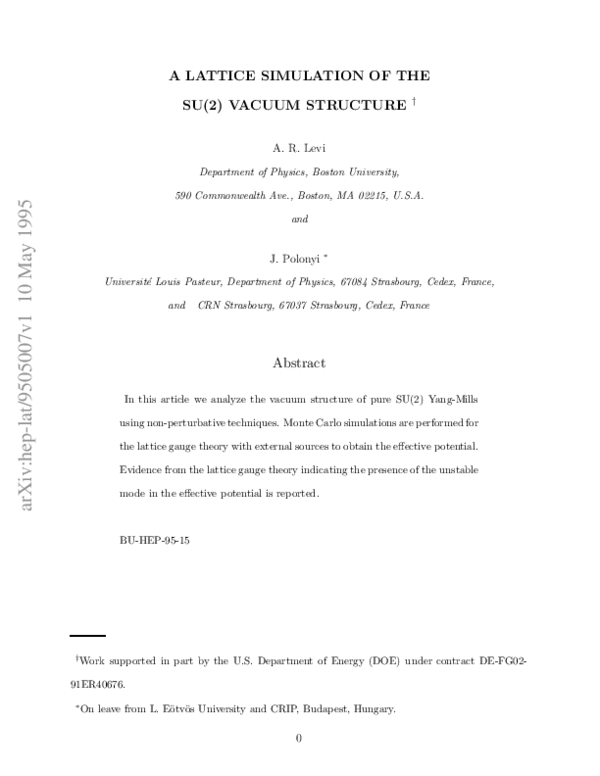 (PDF) A lattice simulation of the SU(2) vacuum structure