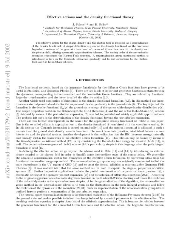(PDF) Effective action and density-functional theory