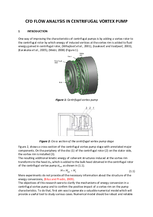 Pdf Cfd Flow Analysis In The Centrifugal Vortex Pump