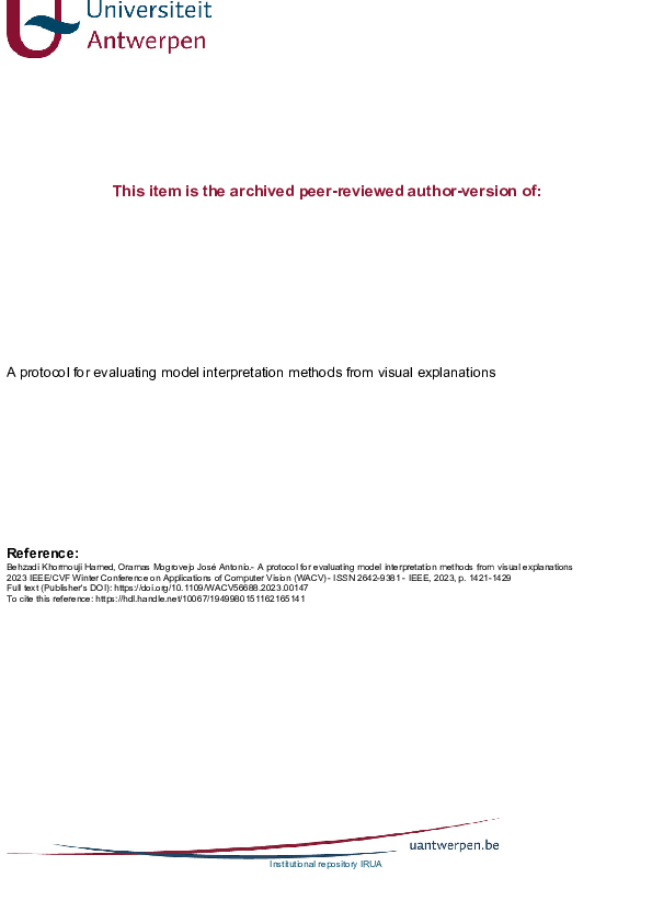 Pdf A Protocol For Evaluating Model Interpretation Methods From Visual Explanations