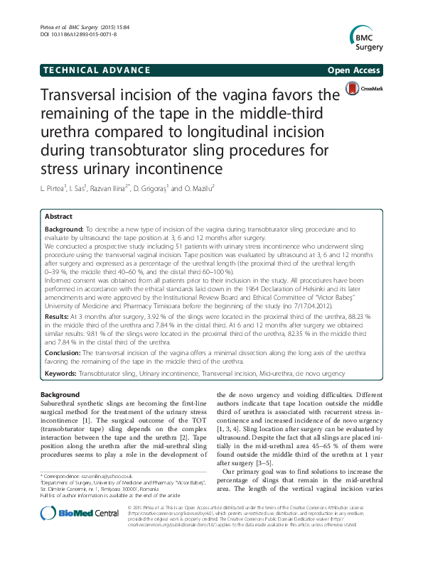 (PDF) Transversal incision of the vagina favors the remaining of the ...