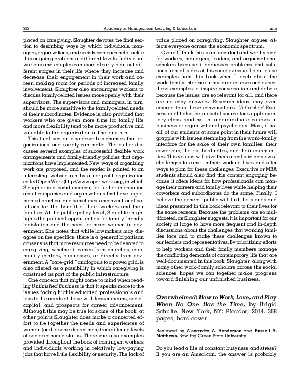 (PDF) Overwhelmed: How to Work, Love, and Play When No One Has the Time