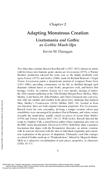 Adapting Monstrous Creation: LISZTOMANIA and GOTHIC as Gothic Mash-Ups