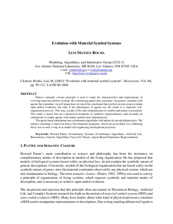 (PDF) Evolution with material symbol systems