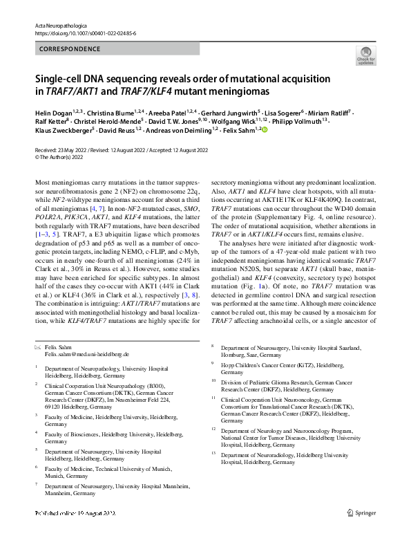 (PDF) Single-cell DNA sequencing reveals order of mutational ...