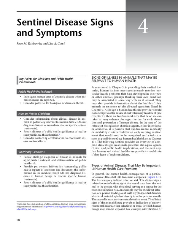 (PDF) Sentinel Disease Signs and Symptoms