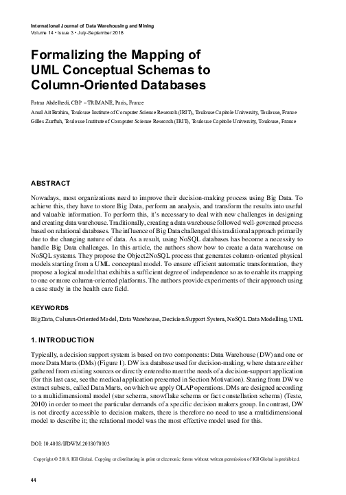 (PDF) Formalizing the Mapping of UML Conceptual Schemas to Column ...