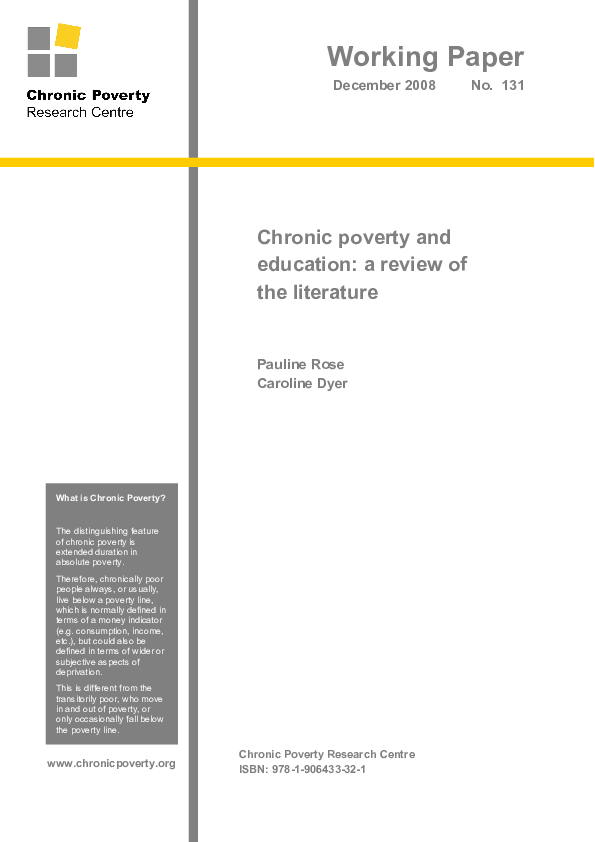 (PDF) Chronic Poverty and Education: A Review of Literature