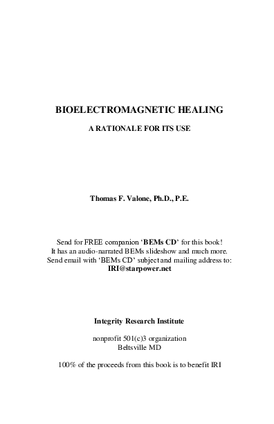 (PDF) Bioelectromagnetic Healing, its History and a Rationale for its Use