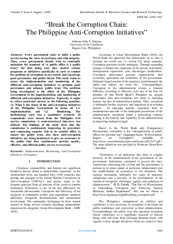 (PDF) “Break the Corruption Chain: The Philippine Anti-Corruption ...