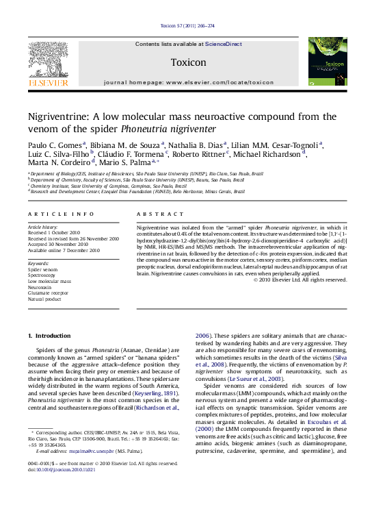 (PDF) Nigriventrine: A low molecular mass neuroactive compound from the ...