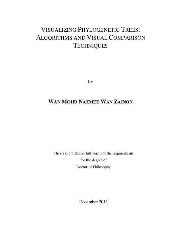 Pdf Visualizing Phylogenetic Trees Algorithms And Visual Comparison Techniques