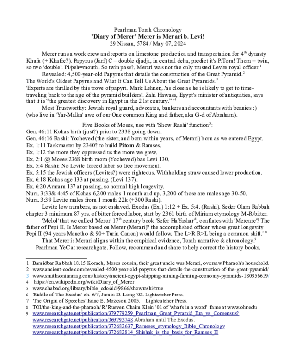 (PDF) Merari son of Levi's 'Diary of Merer'