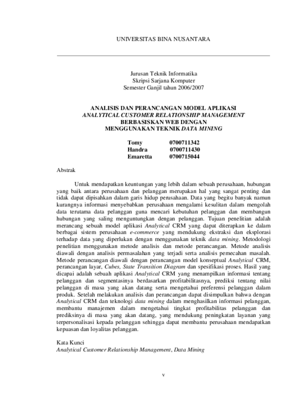 (PDF) Analisis Dan Perancangan Model Aplikasi Analytical Customer ...