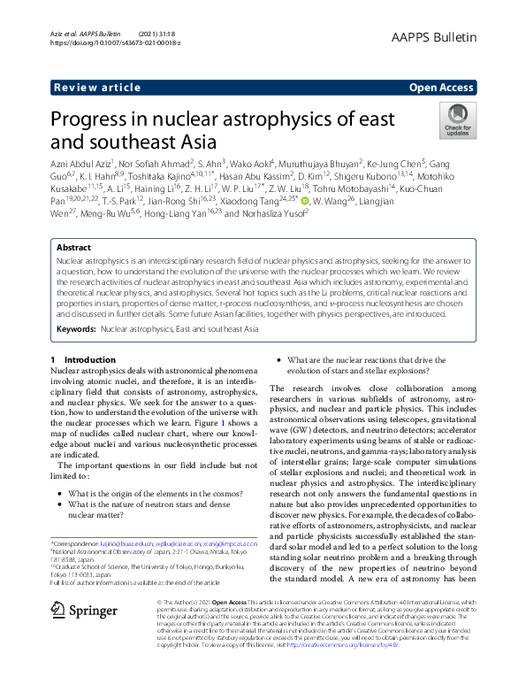 (PDF) Progress in nuclear astrophysics of east and southeast Asia ...