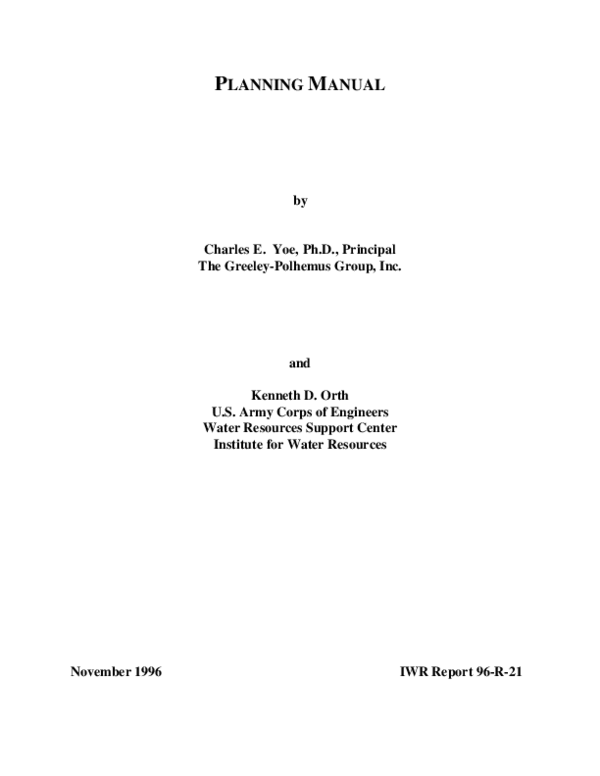 (PDF) IWR Report 96-R-21: Planning Manual