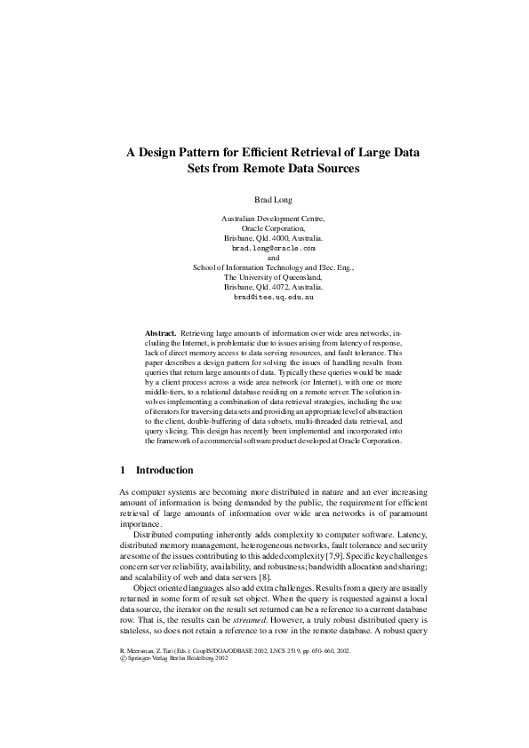 (PDF) A Design Pattern for Efficient Retrieval of Large Data Sets from ...