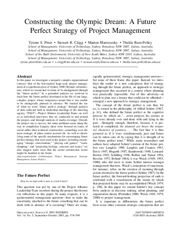 (PDF) Constructing the Olympic Dream: A Future Perfect Strategy of ...